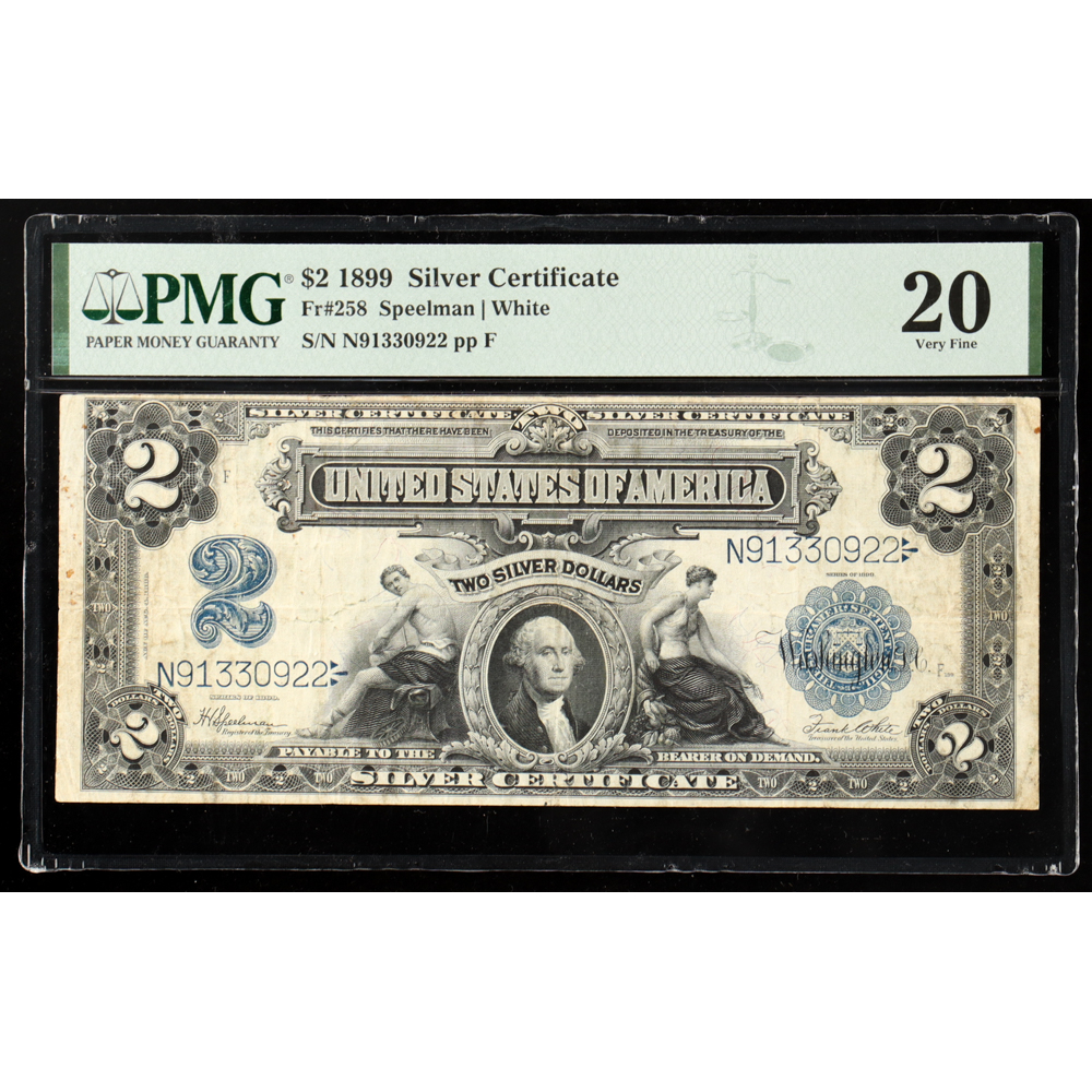 1899 U.S. $2 "Mini-Porthole" Silver Certificate - Fr#258 Speelman ...