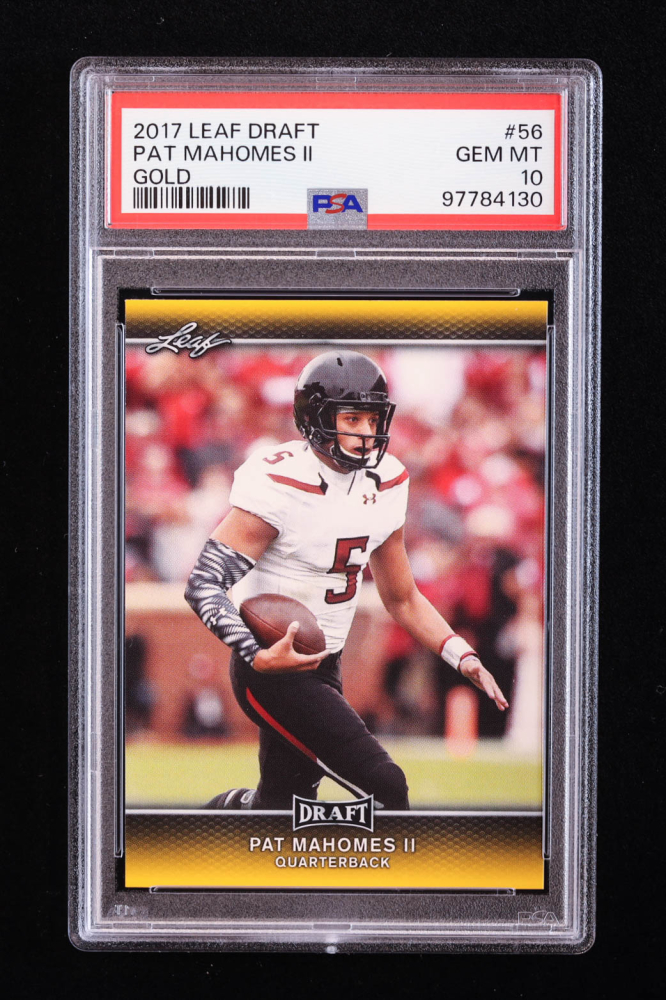 Patrick Mahomes II 2017 Leaf Draft Gold #56 RC (PSA 10) | Pristine Auction