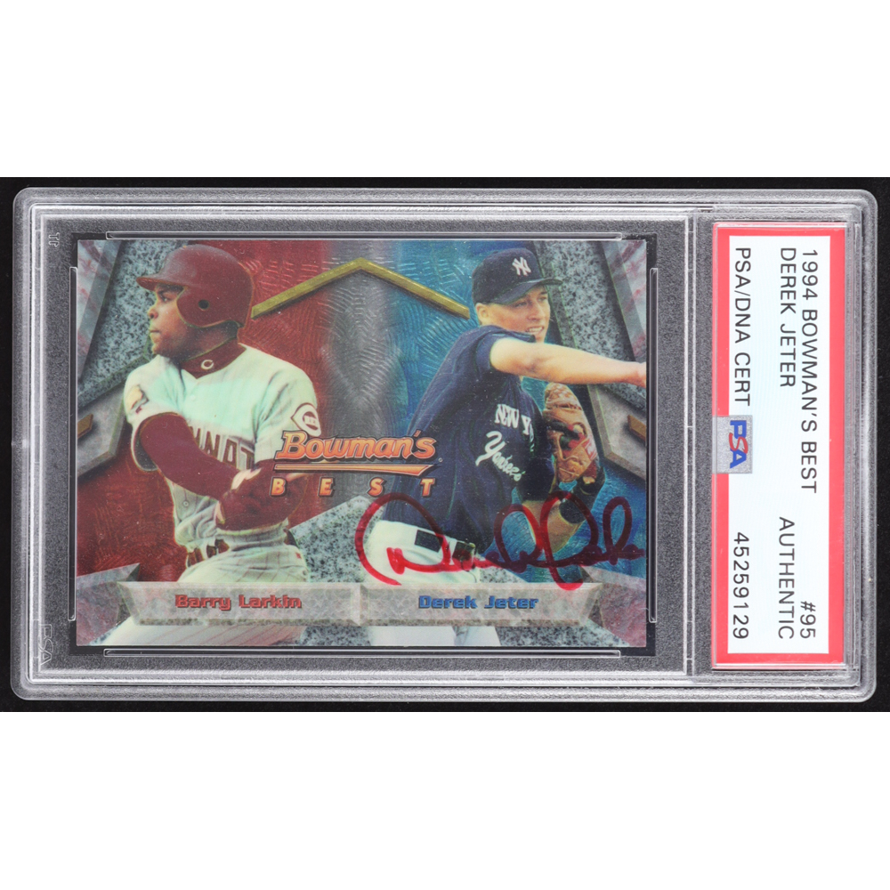 Derek Jeter Signed 1994 Bowman's Best #X95 Derek Jeter / Barry Larkin ...