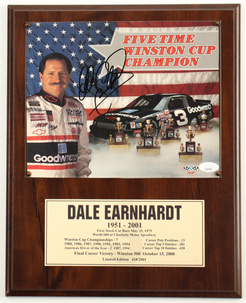 Dale Earnhardt Signed NASCAR Photo Plaque (JSA) | Pristine Auction