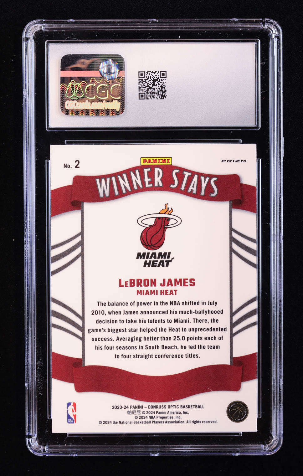 LeBron James 2023-24 Donruss Optic Winner Stays Purple #2 (CGC 10 ...