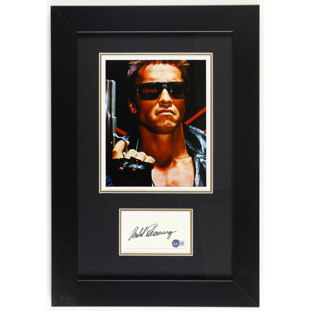 Arnold Schwarzenegger Signed Custom Framed Cut Display (Beckett ...