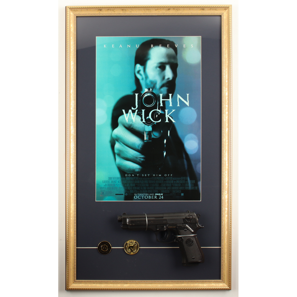 "John Wick" Custom Framed Movie Poster Display with Replica Baretta ...