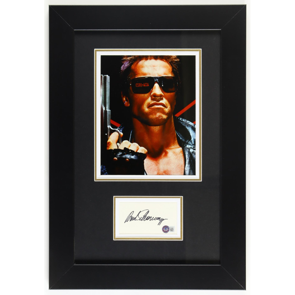 Arnold Schwarzenegger Signed Custom Framed Cut Display (Beckett ...