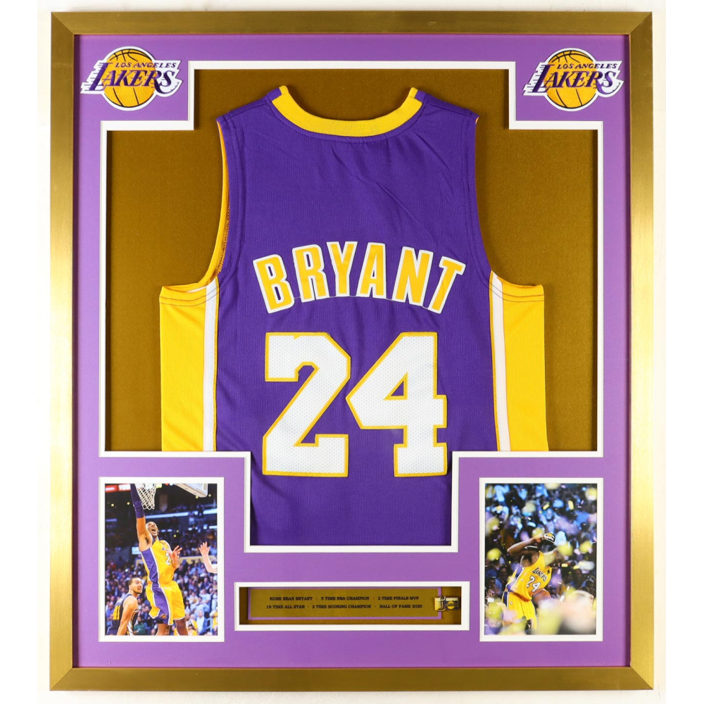 Kobe Bryant Custom Framed Jersey Display With 2000 NBA Champions Pin ...