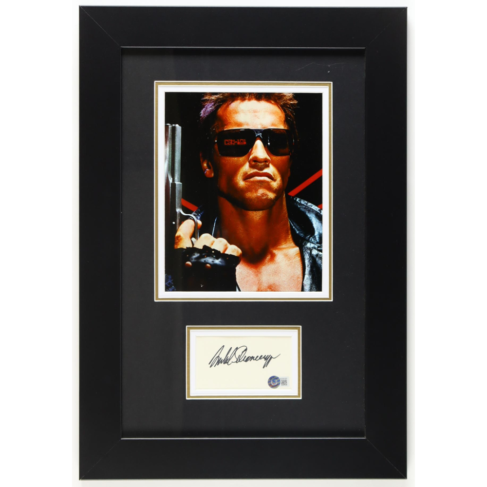 Arnold Schwarzenegger Signed Custom Framed Cut Display (Beckett ...