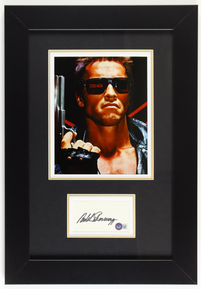 Arnold Schwarzenegger Signed Custom Framed Cut Display (Beckett ...