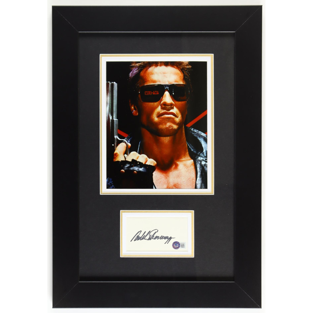 Arnold Schwarzenegger Signed Custom Framed Cut Display (Beckett ...