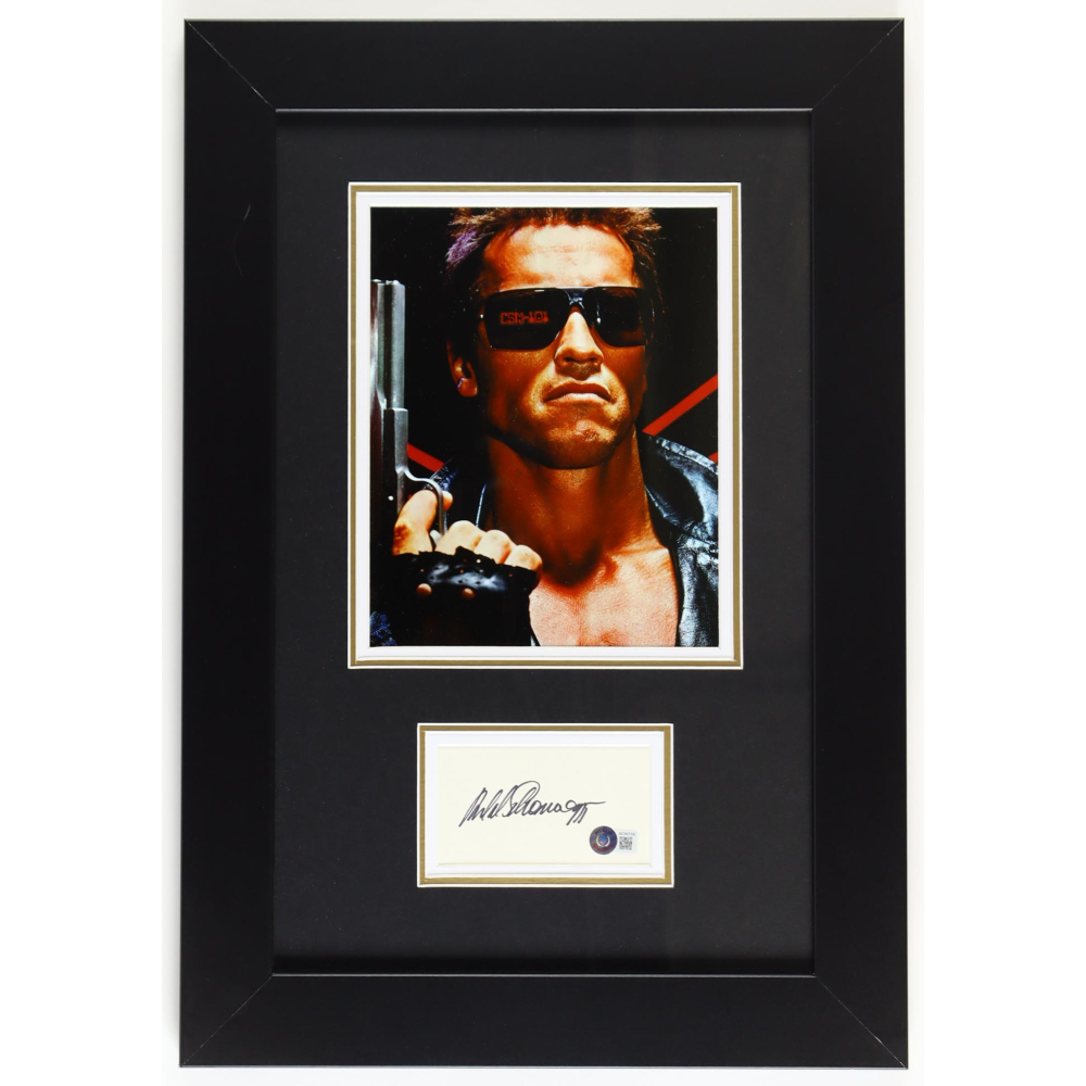 Arnold Schwarzenegger Signed Custom Framed Cut Display (Beckett ...