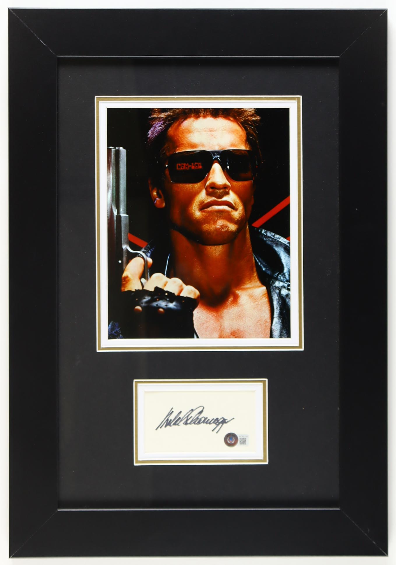 Arnold Schwarzenegger Signed Custom Framed Cut Display (Beckett ...