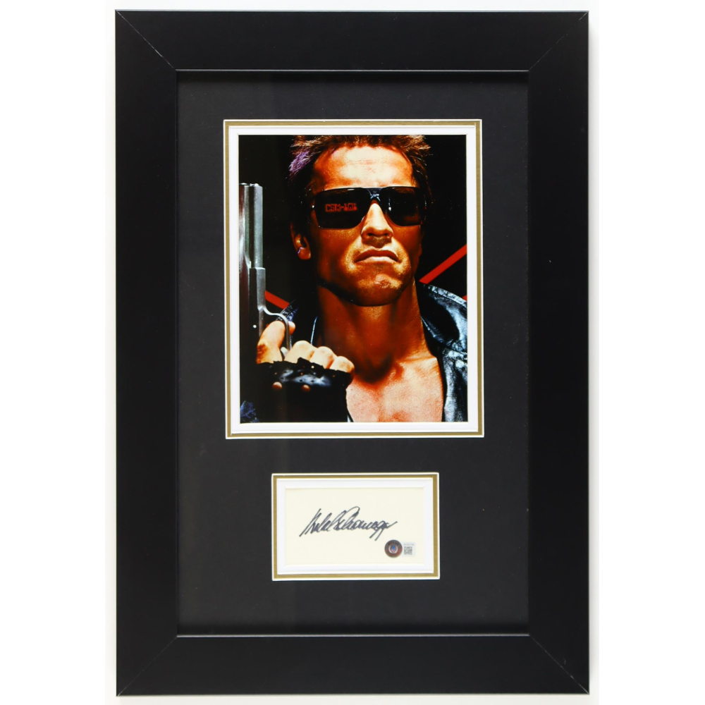 Arnold Schwarzenegger Signed Custom Framed Cut Display (Beckett ...