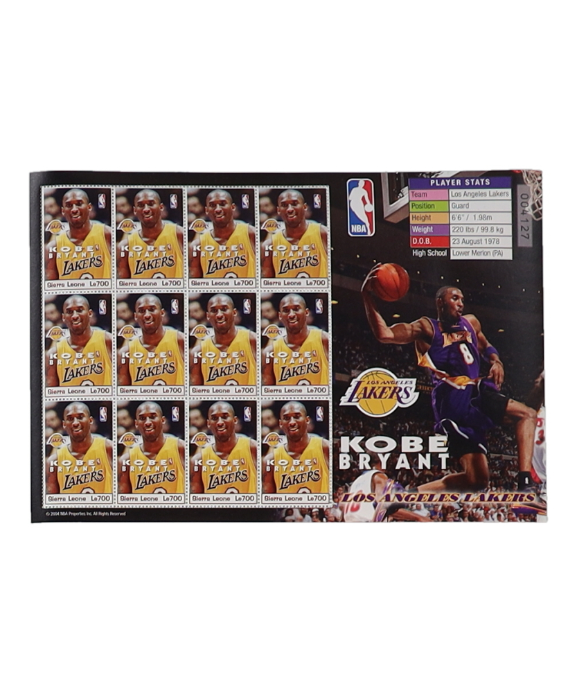 2004 Full Uncut Sheet of (12) Kobe Bryant Lakers Postage Stamps ...