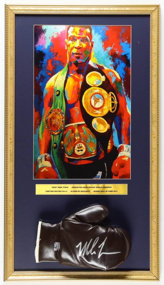 Mike Tyson Signed Custom Framed Vintage Roberts Boxing Glove Display ...