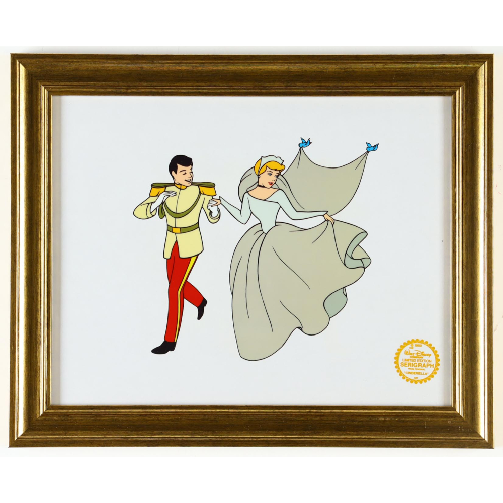 Disney "Prince Charming & Cinderella" LE Custom Framed Animation Cel ...