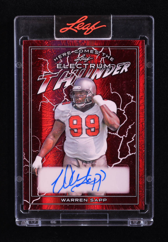 Warren Sapp 2024 Leaf Electrum Here Comes the Thunder Autograph Red ...