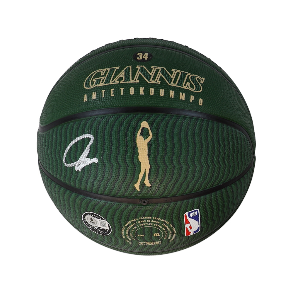 Giannis Antetokounmpo Signed Bucks Logo NBA Basketball (Beckett ...
