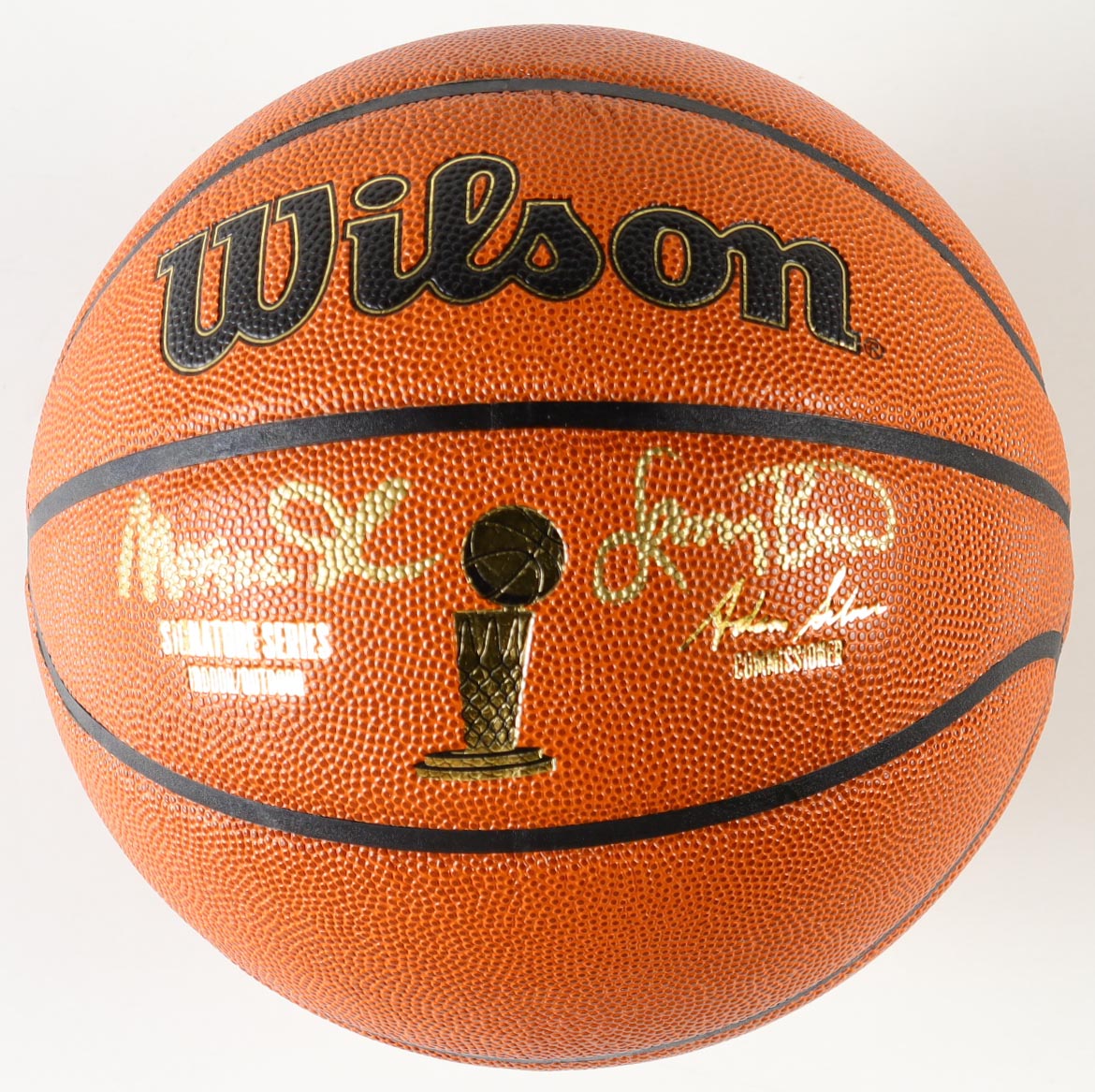 Magic Johnson & Larry Bird Signed NBA Finals Trophy Special Edition ...