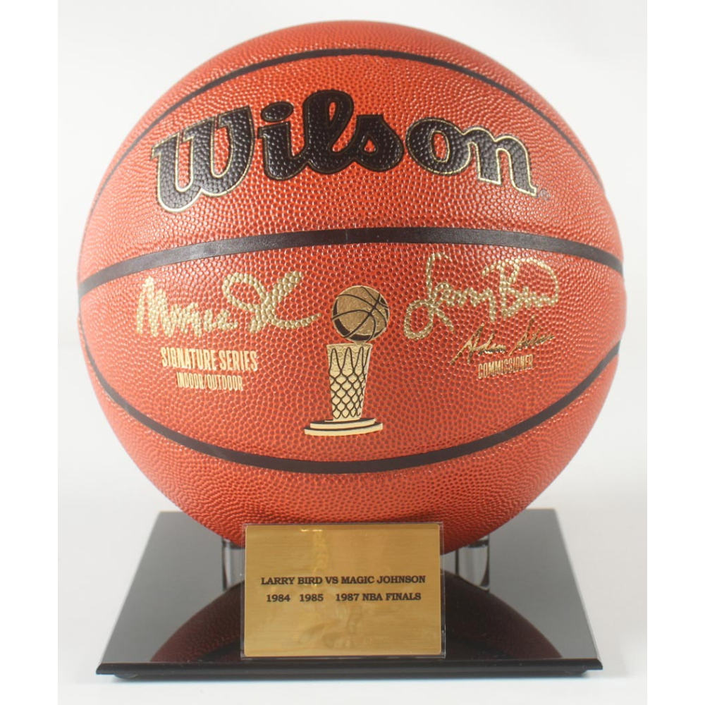 Magic Johnson & Larry Bird Signed NBA Finals Trophy Special Edition ...