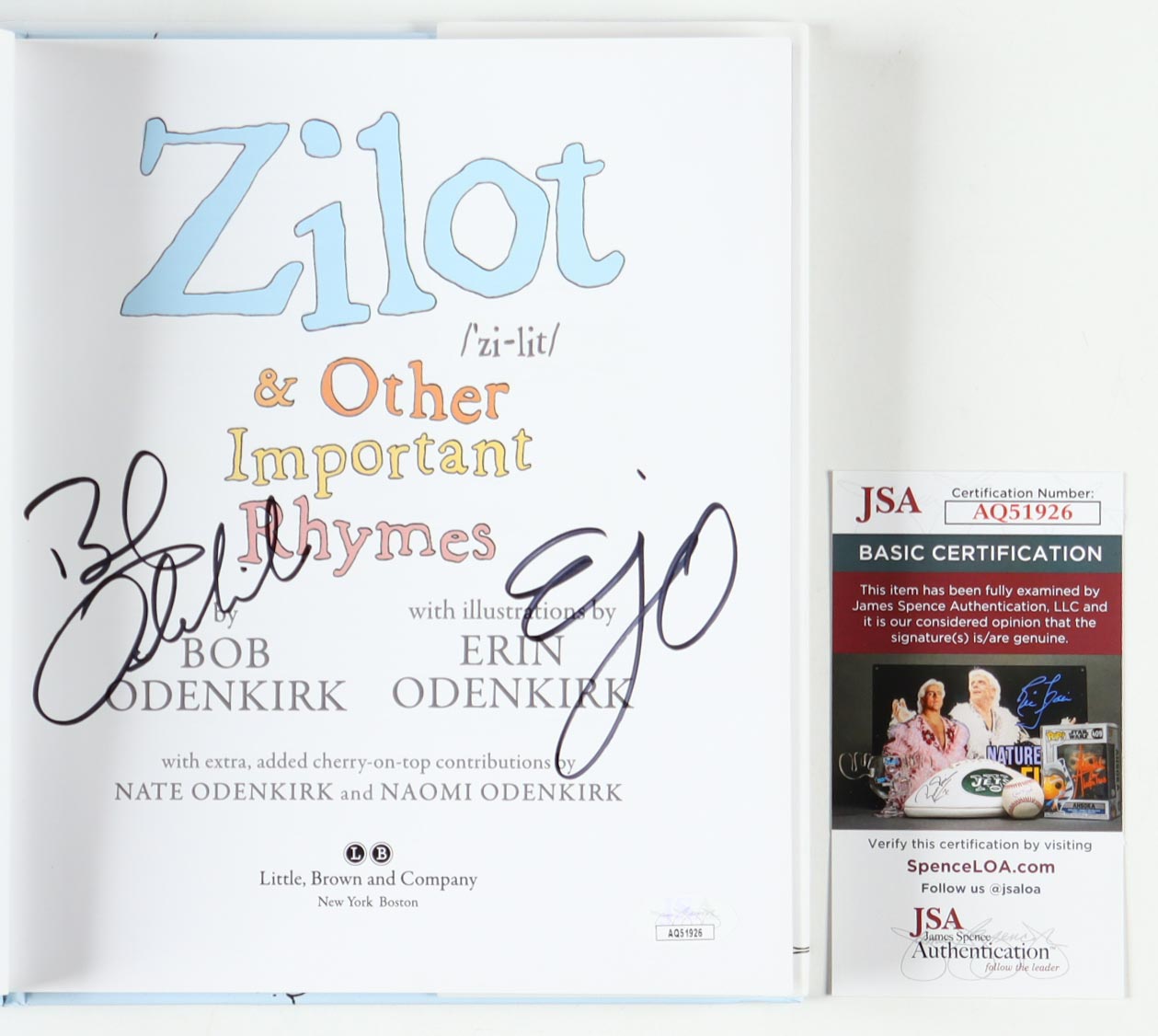 Bob Odenkirk & Erin Odenkirk Signed "Zilot & Other Important Rhymes ...