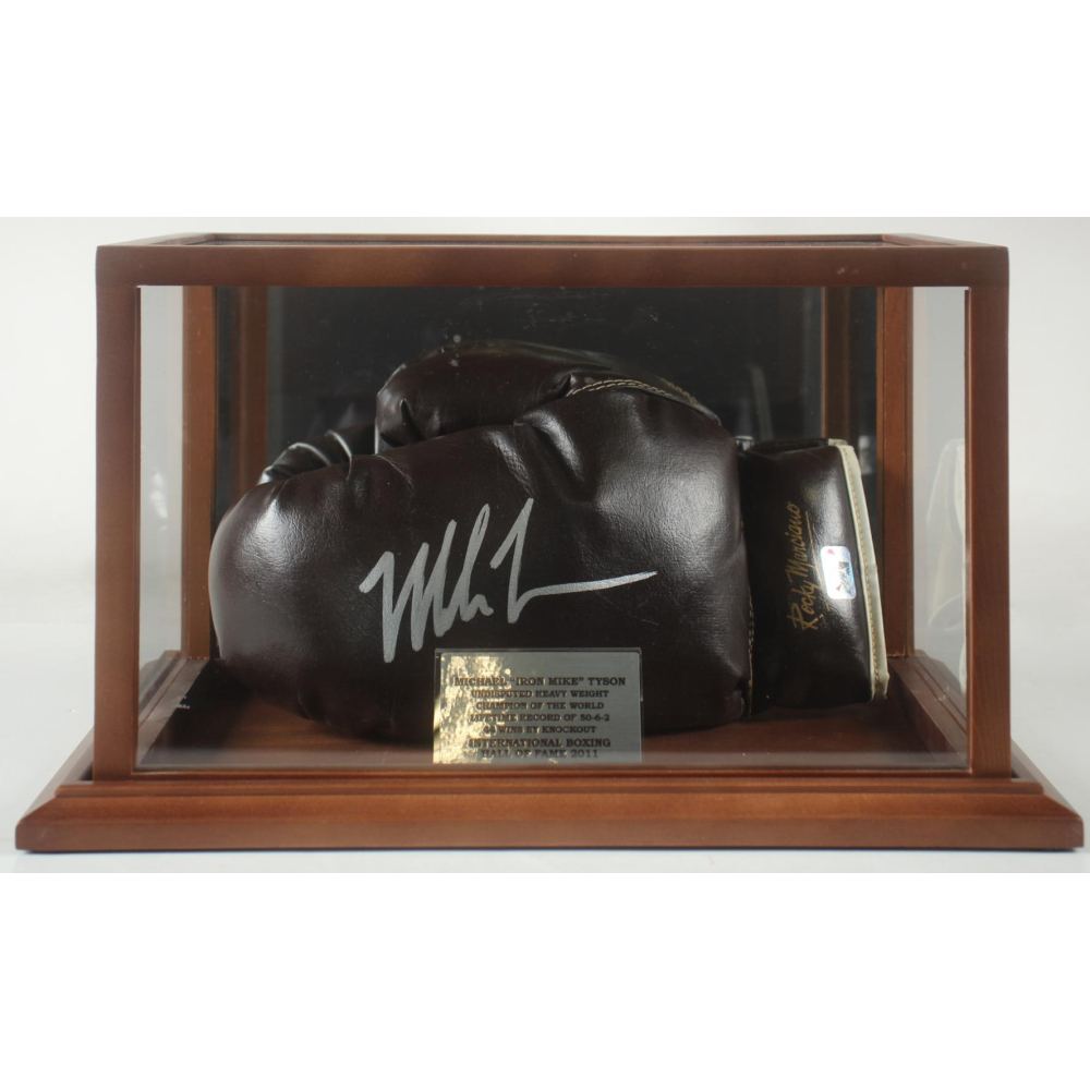 Mike Tyson Signed Rocky Marciano Model Boxing Glove with Wrist Wrap in ...