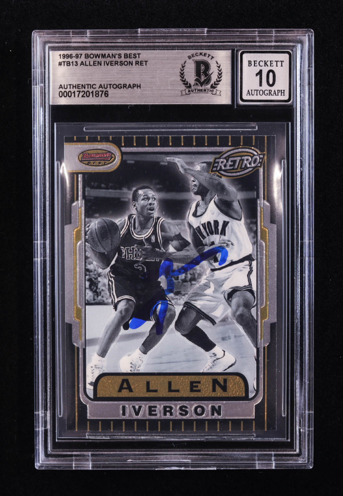 Allen Iverson Signed 1996-97 Bowman's Best #TB13 RET RC (BGS ...