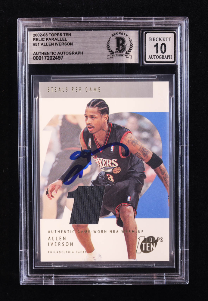 Allen Iverson Signed 2002-03 Topps Ten Relic Parallel #51 #818/1500 ...