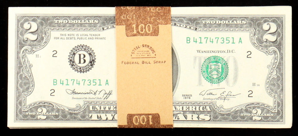 1976 U.S. $2 Strap of (50) Sequentially Numbered Federal Reserve Notes ...