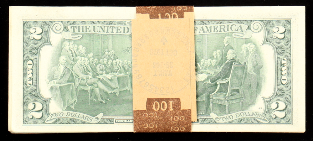 1976 U.S. $2 Strap of (50) Sequentially Numbered Federal Reserve Notes ...