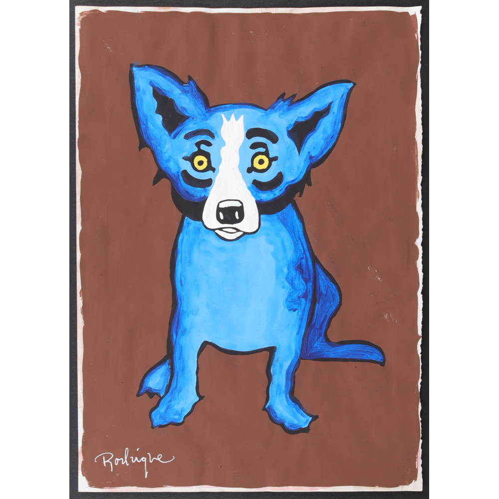 "Blue Dog" Original 8x10 Painting By George Rodrigue | Pristine Auction