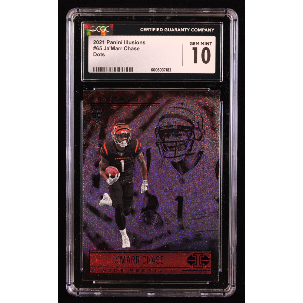 Ja'Marr Chase 2021 Panini Illusions Dots #65 RC (CGC 10) | Pristine Auction