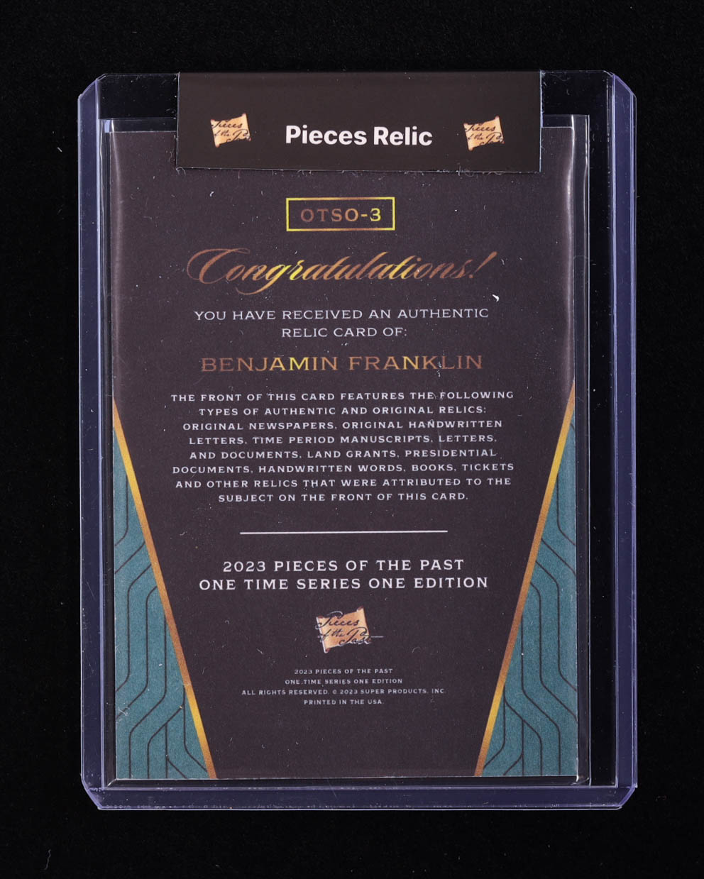 Benjamin Franklin 2023 Pieces of the Past One Time Series One Edition # ...