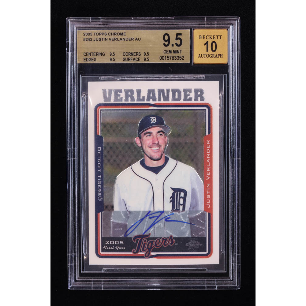 Justin Verlander 2005 Topps Chrome Autographs #242 RC (BGS 9.5 ...