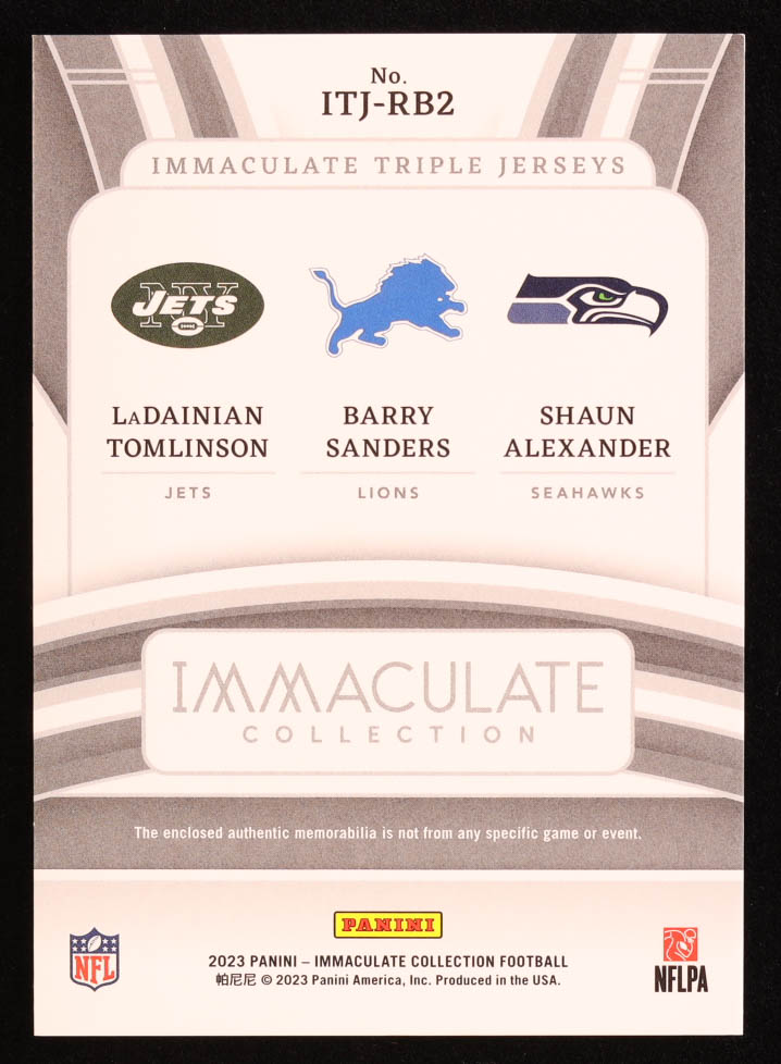 LaDainian Tomlinson / Barry Sanders / Shaun Alexander 2023 Immaculate ...