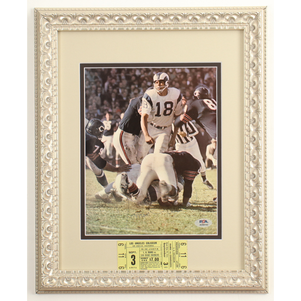 Roman Gabriel Signed Rams Custom Framed Photo Display with 1973 Rams ...
