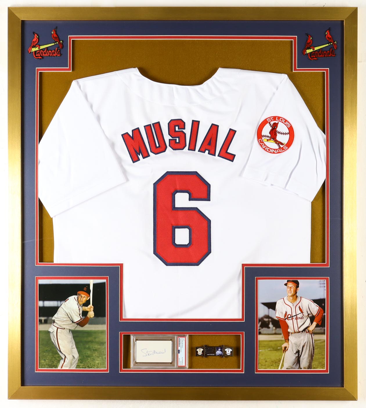 Stan Musial Signed Cardinals Custom Framed Cut Display with Jersey, (2 ...
