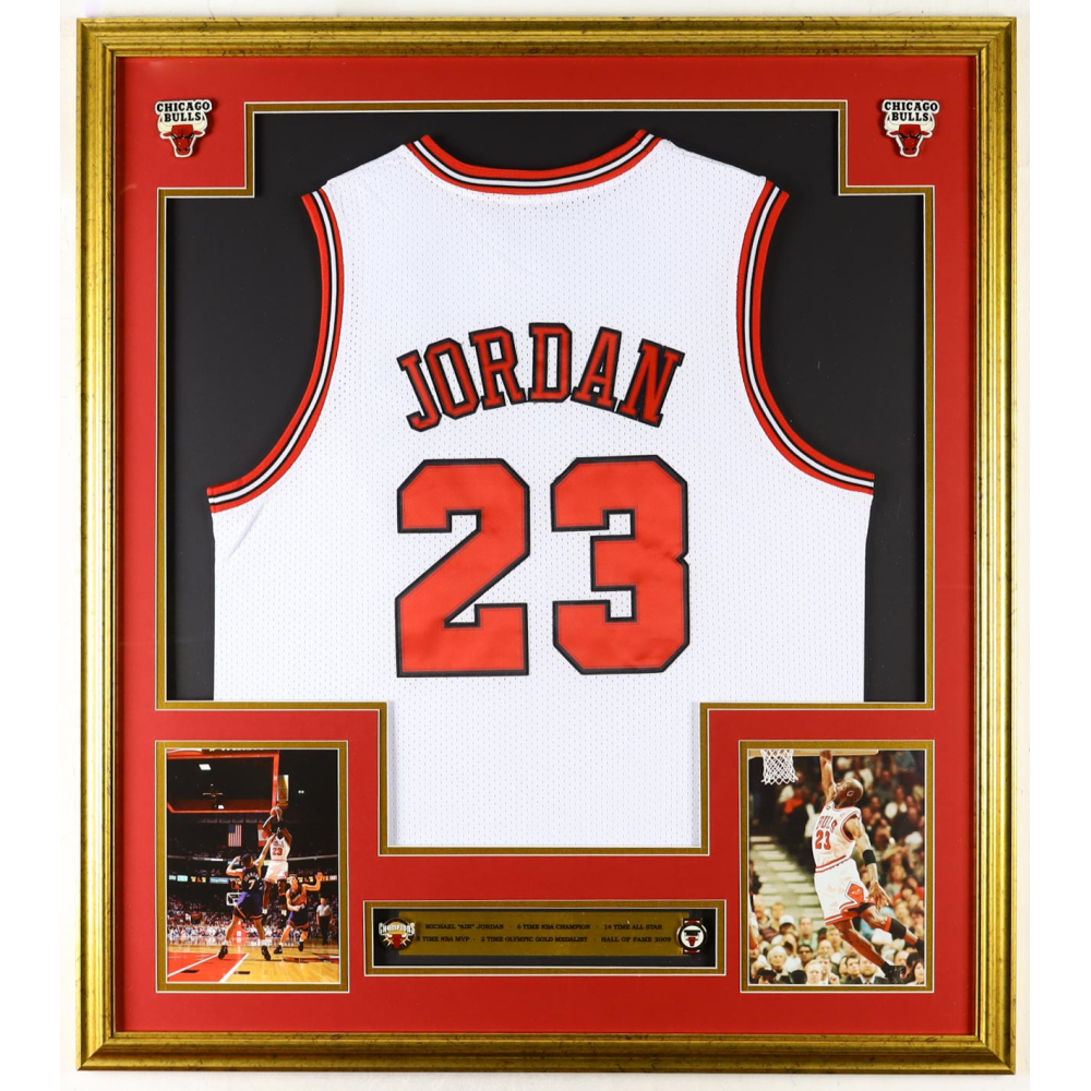 Michael Jordan Custom Framed Jersey Display With Official 1996 Central ...