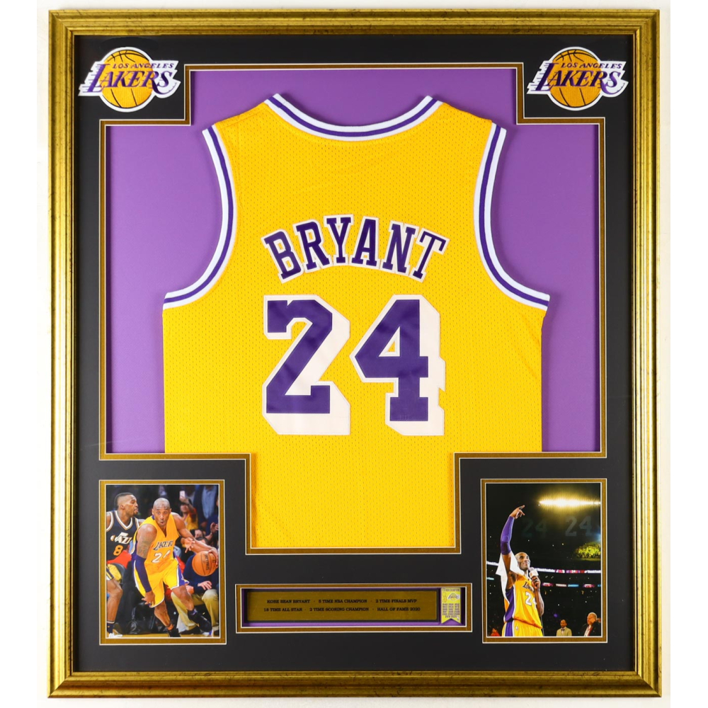 Kobe Bryant Custom Framed Jersey Display With Mini Lakers 17x ...