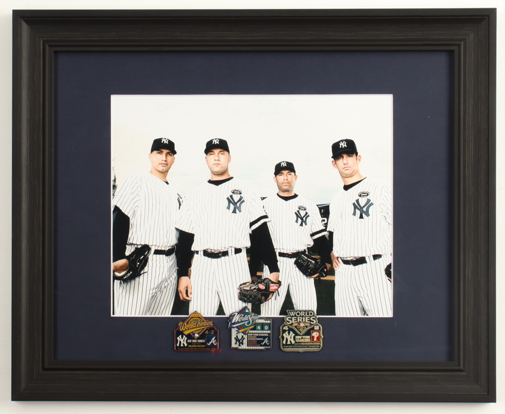 Yankees Custom Framed Photo Display with Derek Jeter, Jorge Posada, Andy Pettitte & Mariano ...