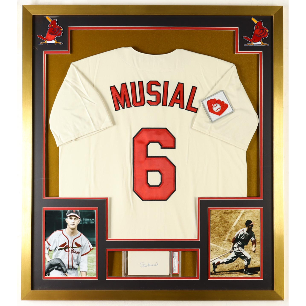 Stan Musial Signed Cardinals Custom Framed Cut Display with Jersey & (2 ...
