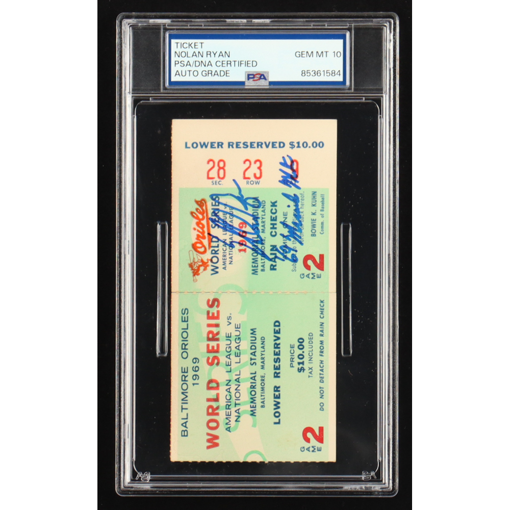 Nolan Ryan Signed 1969 World Series Game 2 Ticket Inscribed "'69 ...