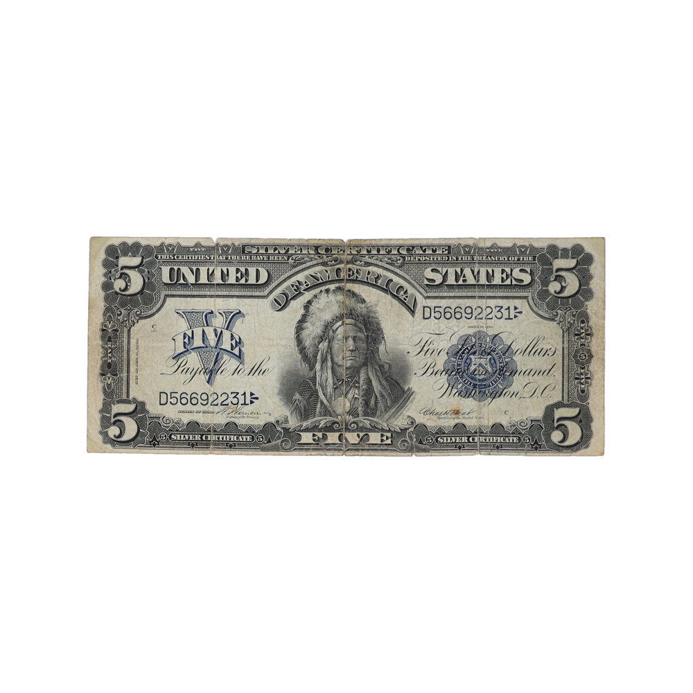 1899 United States $5 Five Dollar Silver Certificate - Blue Seal ...
