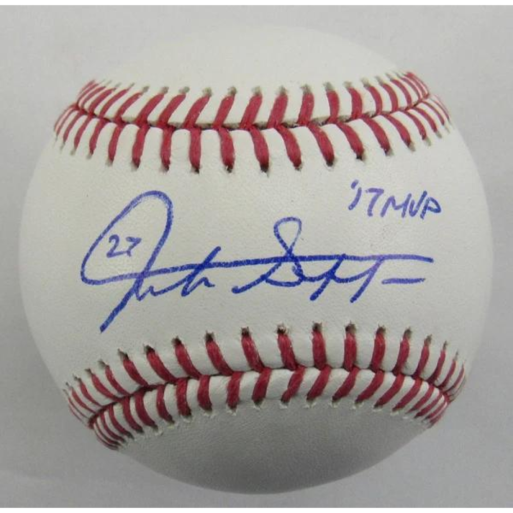 Giancarlo Stanton Signed OML Baseball Inscribed "17 MVP" (JSA ...