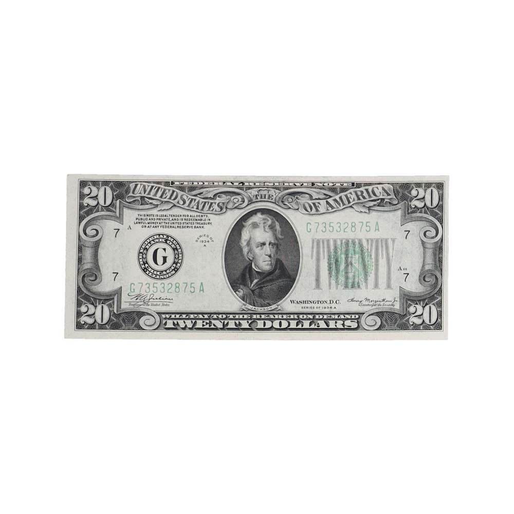 1934 $20 Twenty Dollar U.S. Bank Note | Pristine Auction