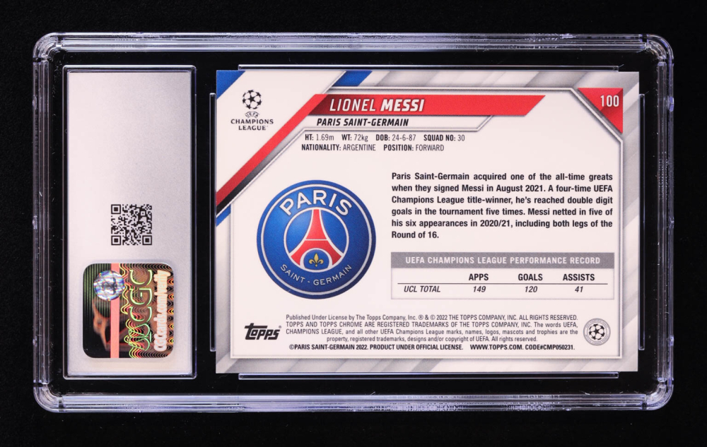 Lionel Messi 2021-22 Topps Chrome UEFA Champions League #100 (CGC 10 ...