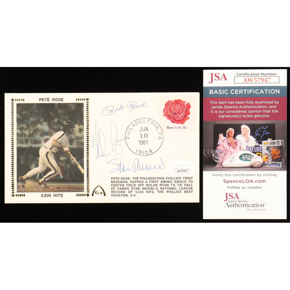 Pete Rose, Nolan Ryan & Stan Musial Signed 1981 FDC Envelope (JSA ...