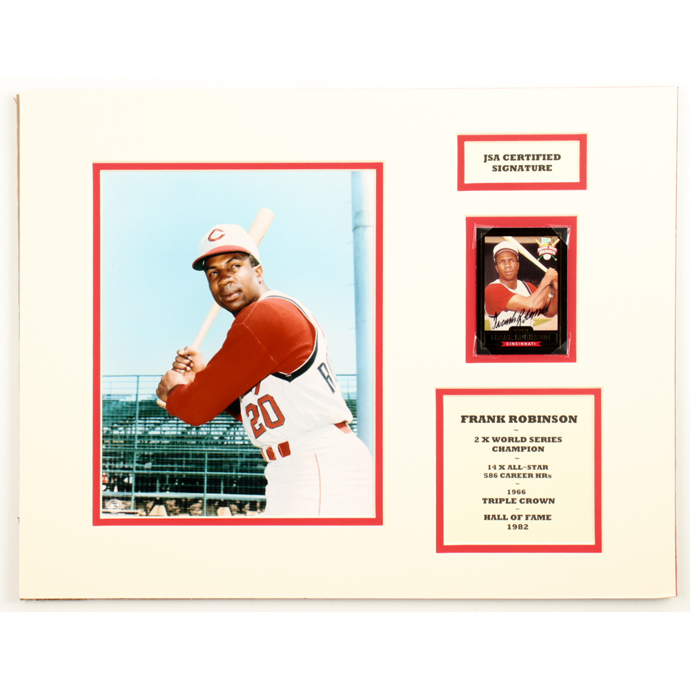 Frank Robinson Signed Reds Matted Trading Card Display (JSA) | Pristine ...