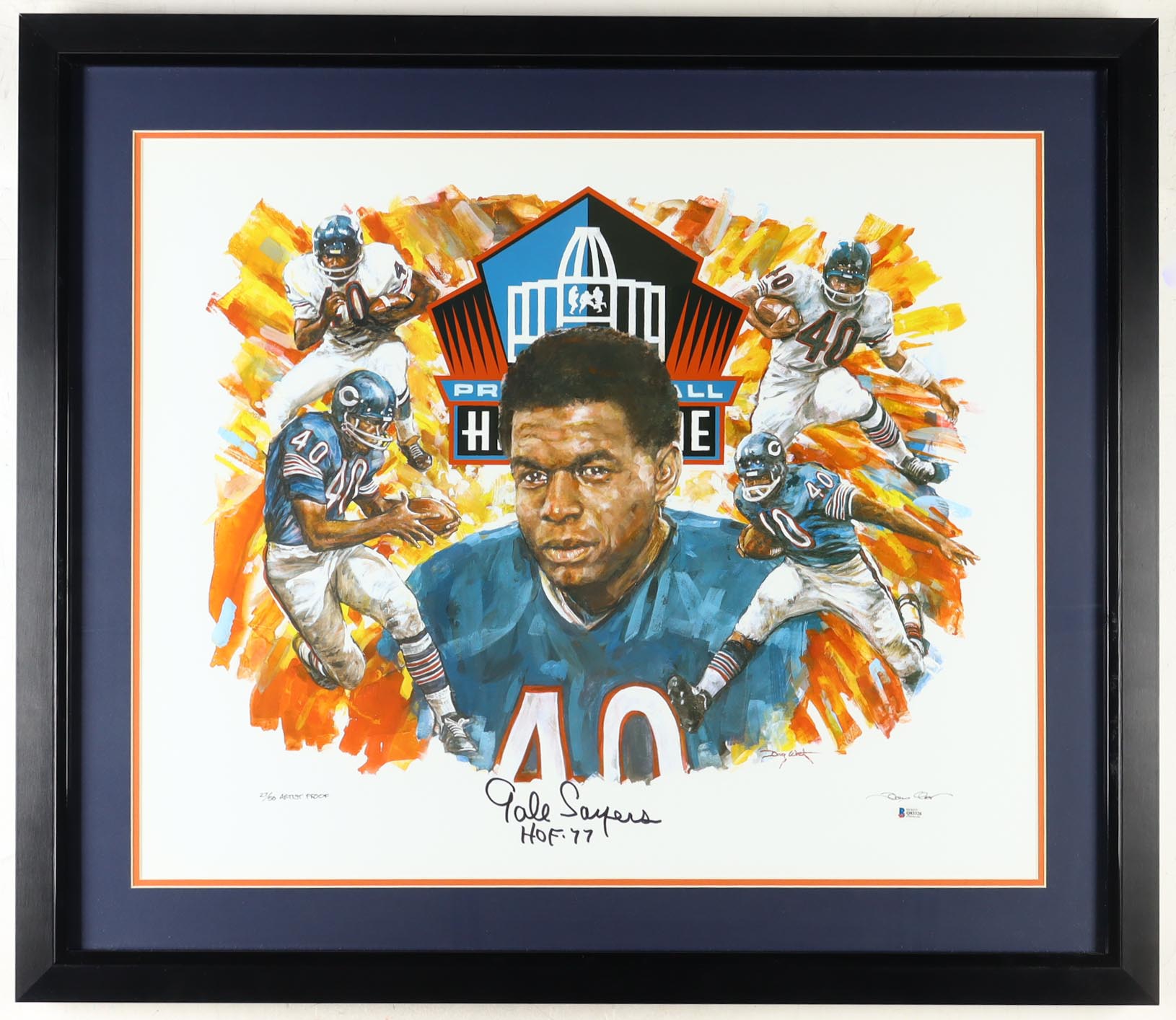 Gale Sayers Signed LE Custom Framed Lithograph Inscribed "HOF '77 ...