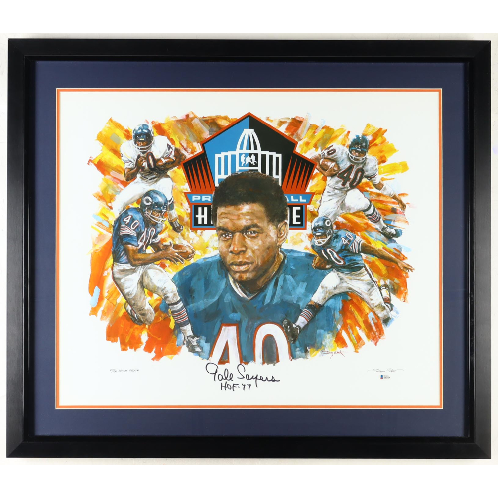 Gale Sayers Signed LE Custom Framed Lithograph Inscribed "HOF '77 ...