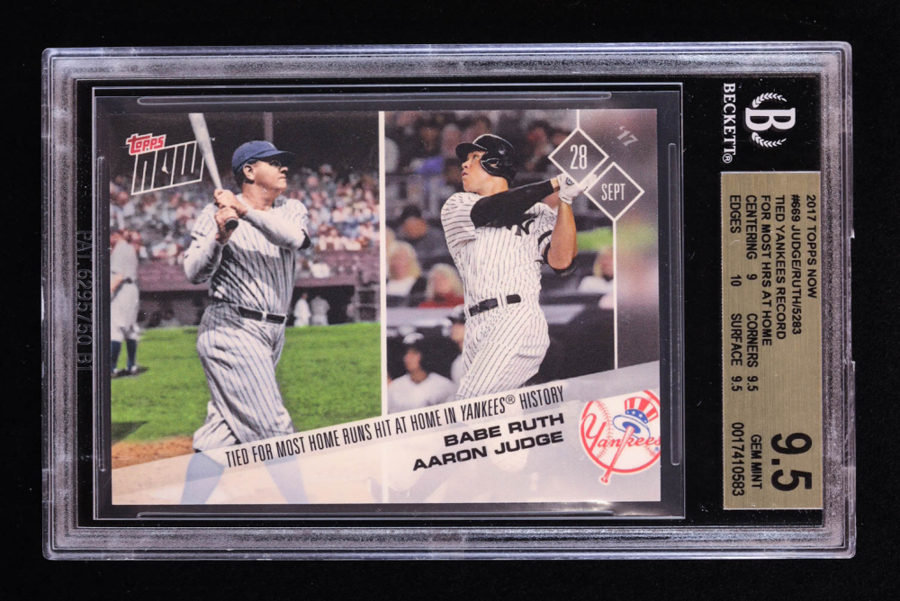 Aaron Judge RC / Babe Ruth 2017 Topps Now #669 Tied Yankees Record For ...