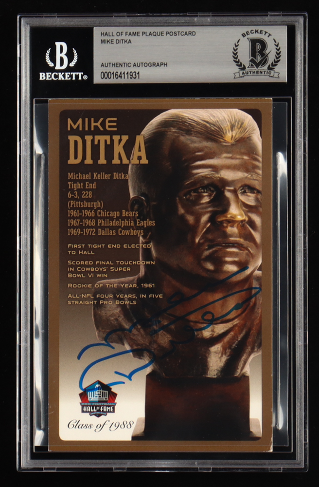 Mike Ditka Signed Hall of Fame Plaque Postcard (BGS) | Pristine Auction